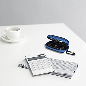 AGPTEK MP3 Player Case, Portable Clamshell Headphones Cover, Holder with Metal Carabiner Clip for 1.8 inch MP3 Players, iPod Nano, iPod Shuffle, Apple Airport, Blue