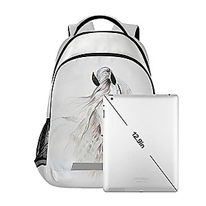 White Horse Backpack for Students Boys Girls School Bag Travel Daypack