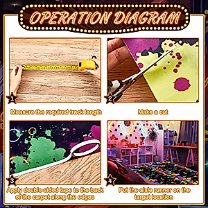 Neon Carpet Runner Neon Party Decorations Glow in The Dark Carpet Runner 80s Carpet Rug Neon Aisle Runner Light up Dance Floor Fluorescent Neon Birthday Wedding Christmas Party Supplies Favors,10 ft