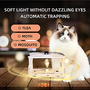 Flea Trap 2 Pack Flea Light Trap Indoor with 8 Glue Discs 6 Light Bulbs, Pest Control, Natural Insect Trap, Non-Toxic, Odorless Safe for Family (Pearl White)