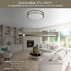 13Inch 36W Ceiling Light Fixtures 2 Packs, 5CCT LED Flush Mount Ceiling Mount Lights 2700K 3000K 4000K 5000K 6500K, Dimmable Close to Ceiling Lighting for Bathroom Kitchen Stairwell Bedroom, Nickel