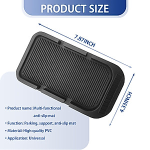 ZBGUN Pack-1 PVC Multi-Functional Anti-Slip Mat, 7.8 Inches x 4.3 Inches Car Phone Holder with Double Card Slots, Automobile Interior Products, Universal for Most Cars, SUVs and Vans (Black)