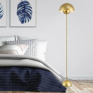 COSYLUX Modern Floor Lamp for Living Room, Industrial Tall Standing Lamp for Bedroom, Metal Shade Reflecting Light Reading Floor Lamp for Office, Nursery Room, Corner(Gold)