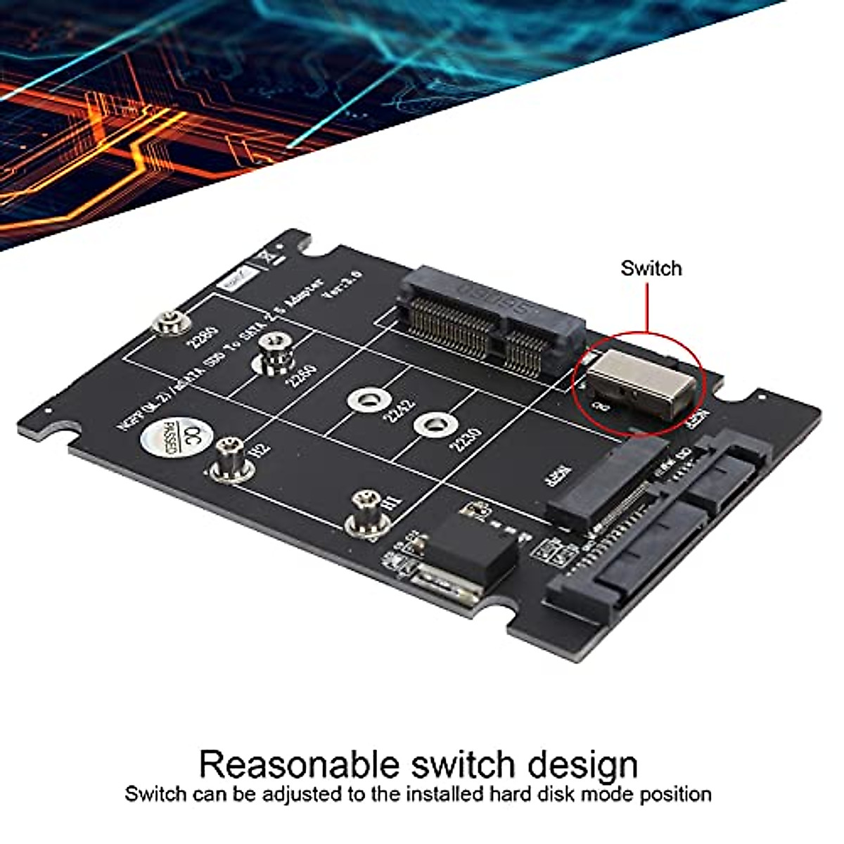 Yoidesu 2 in 1 SSD Adapter Card, MSATA M.2 to SATA Interface Hard Drive Expansion Board Support mSATA Interface/M.2 2230/2240/2260/2280 SSD Adapter with Switch