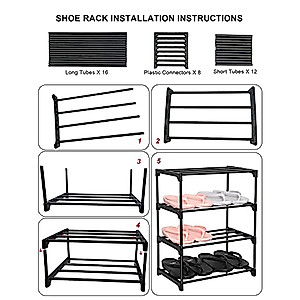 LNYZQUS Upgrade 4 Tier Small Shoe Rack, Kids Show Rack Closet Shoe Organizer,Compact Stackable Shoe Shelf Shoe Stand Floor Shoe Rack for Narrow Space,Zapateras Organizer for Shoes (Blue)