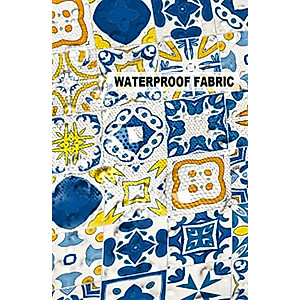 Pillow Covers 20x20in Waterproof Throw Pillows for Couch, Blue Mosaic Throw Pillow Covers, Pack of 2 Decorative Pillows Cushion Case for Bed Sofa, Outdoor Pillows for Patio Furniture