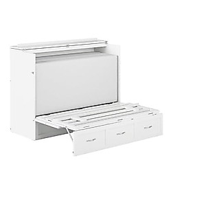 BOWERY HILL Full Size Murphy Bed Chest with Charging Station in White