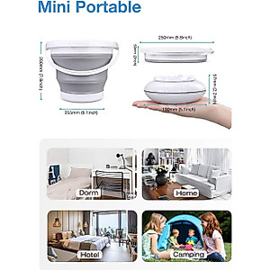 bubbacare Portable Washing Machine, Mini Washing Machine with Foldable Laundry Bucket,Portable Turbo Washer by for Socks Underwear Bra, Travel Business Trip or College Rooms, White Gray