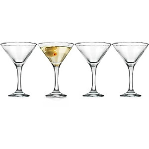 Glaver's Martini Glasses Set of 4 Cocktail Glasses, 6 Ounce Strong Lead-Free Glass, Stemmed Margarita, Martini Glasses, For Bar, Martini, Gimlet, Bar, Wine And More Dishwasher Safe