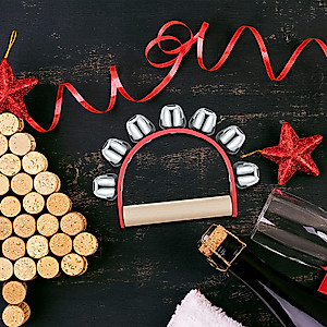 6 Pieces Christmas Caroling Sleigh Bells Handheld Sleigh Bells Instrument Handheld Jingle Ring Sleigh Bells Musical Bell Instrument Wooden Handle Bells for Christmas Valentines Crafts Decor (7 Bells)