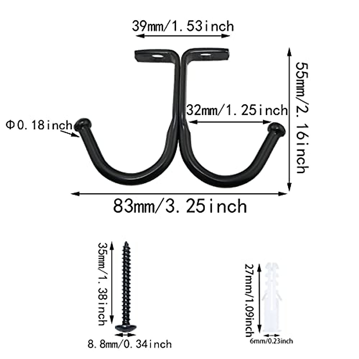 ITROLLE 8PCS Double Prong Ceiling Hook with Screws, Under Shelf Coat Hooks Bathroom Towel Bedroom Robe Hook for Closet Top Bathroom Kitchen Cabinet Garage Baseball Cap, Coat, Clothes and Jewelry