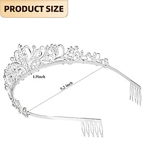 Sparkling Crystal Princess Tiara for Women Crown Queen Fashion Headband for Wedding Birthday Bride Bridal Prom Party Valentines Mothers Day Gifts Silver