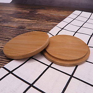 Pack of 4 Bamboo Cup Cover Wooden Cup Lid Coffee Mug Cup Lid Wooden Tea Glass Cup Cover Drink Cup Lid Set