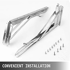 Happybuy Concession Shelf 70.8L x 11.4W Inch with Stainless Steel Frame and Surface Board for Food Trailer Serving Window