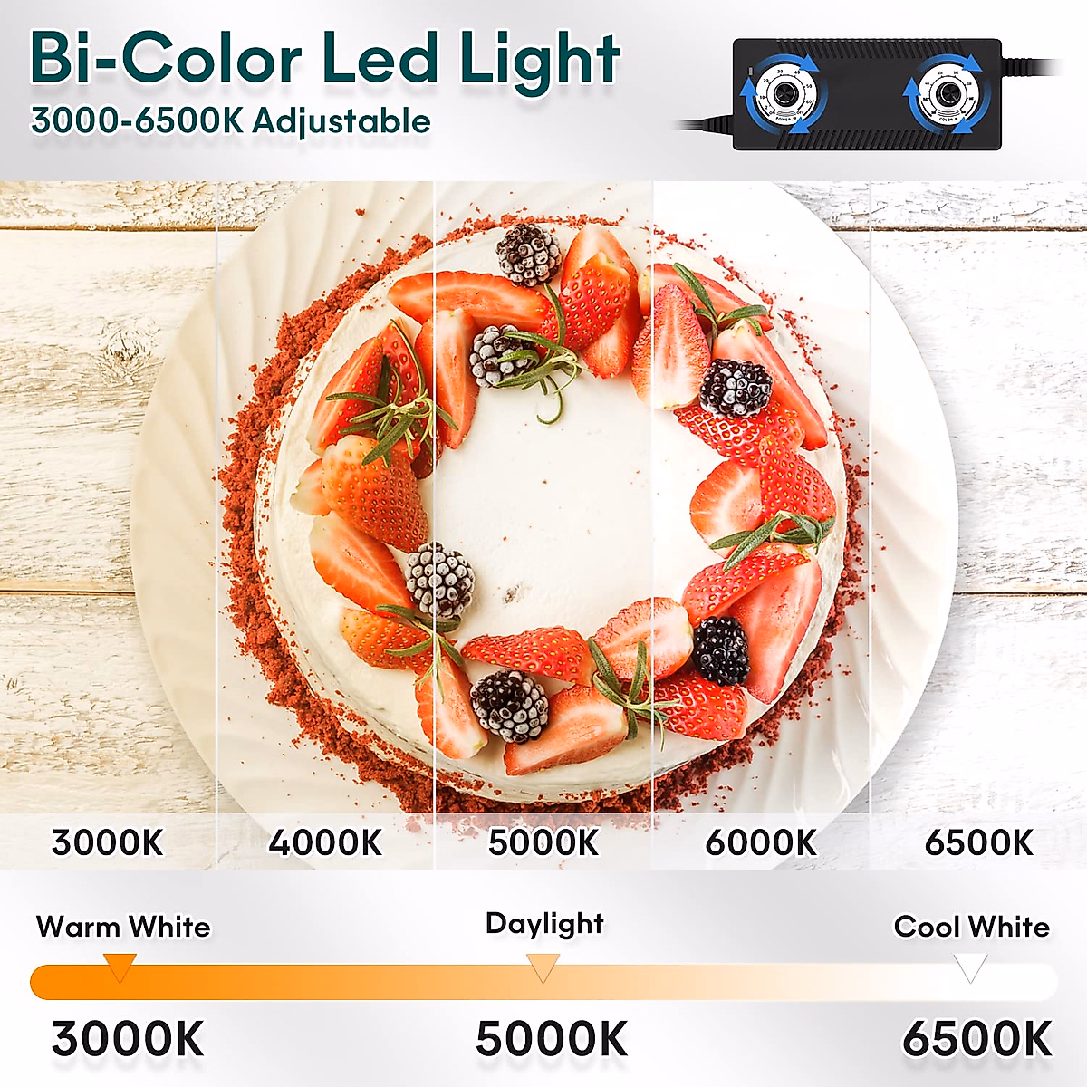 Daguerre 24"x24" Foldable Photo Studio Light Box, Bi-Color Dimmable Shooting Tent with 240 LED Lights, 3000-5500K - Includes 6 Color Backdrops for Professional Photography