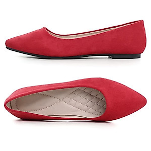 ZTWUTANG Stunner Women Cute Slip-On Ballet Shoes Soft Solid Classic Pointed Toe Flats P Red 41(8.5)