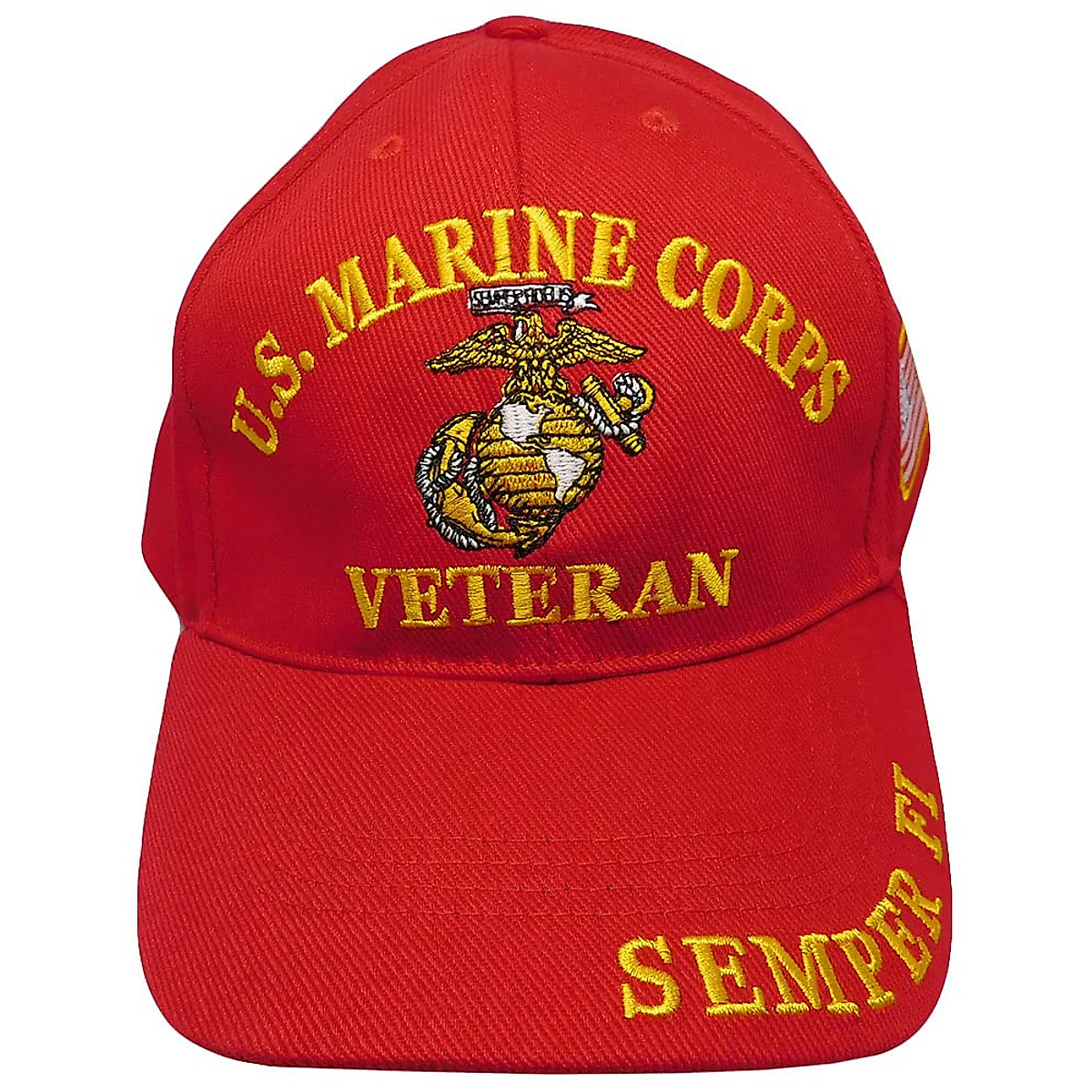 Marine Corps Veteran EGA Semper Fi Red Cotton Adjustable Embroidered Baseball Hat Cap Officially Licensed CP00313