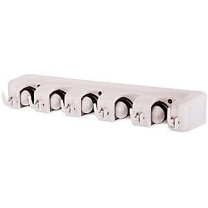 HAPPYGRILL Mop Broom Holder Wall Mounted Holder for Home Kitchen Garden Tool Organizer Rake with 5 Position 6 Hooks