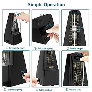 Ueteto Mechanical Metronome Black/Loud Sound Piano Drum Violin Guitar