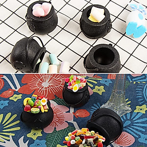 DIYASY Mini Plastic Cauldron,12 Pcs Witch Calderon Pot Black Buckets with Handle for Kids Halloween Candy St. Patrick's Coins Holder & Party Favors