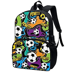 PORCLAY Soccer Backpack for Girls Boys Preschool Elementary School Bookbag College Cute Aesthetic Preppy Cute Book Bag Lightweight Laptop Rucksack Daypack