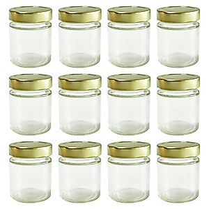 GPK4ALL 12 pieces of 5oz Deep Lug Glass Spice Bottles Spice Jars with Gold Metal Lids