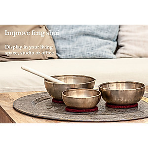 Bronze Singing Bowl with Felt Ring and Cover, Energy Series — MADE IN INDIA — For Meditation, Yoga and Sound Healing Therapy, 2-YEAR WARRANTY