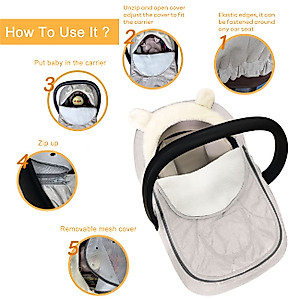 Car Seat Cover Baby Carseat Covers,Car Seat Covers for Babies Winter,Universal Infant Car Seat Canopy Shield for Cold Weather, Warm and Cozy Protect Boy&Girl from Cold Wind-for All Seasons