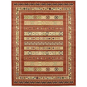 Unique Loom Fars Collection Area Rug - Pasadena (9' x 12' 2" Rectangle, Rust Red/ Black)