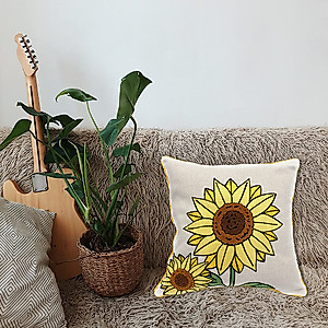 Pillow for Case Sunflower Embroidery Cushion Cover Home Decorative Pillow Cover Sofa Car Bedroom Living Room Office Supp Pillow Cases Standard Size Set of 4 Blue