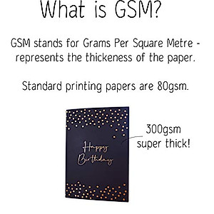 Birthday Card - Single Happy Birthday Greeting Card with Gold Foil Stars and Lettering on Textured Dark Blue Paper with Kraft Envelope - 5" x 7" - Blank Inside