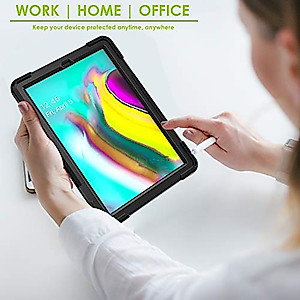 KIQ Shield Series Samsung Tab 10.1 Case SM-T510/T515 Samsung Galaxy Tab A 10.1 Case 2019 Shockproof Rugged Cover 360 Kickstand, Hand Strap & Shoulder Strap for Galaxy Tab A 10.1 Inch - Black