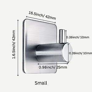 Sturdy Adhesive Hooks Heavy Duty Shower Hooks Waterproof Stainless Steel Hooks for Hanging Coat, Hat Towel Robe Hook, No Drilling, Rack Wall Mount Bathroom,Bedroom and Kitchen 4 Pack by KCTEX (S)