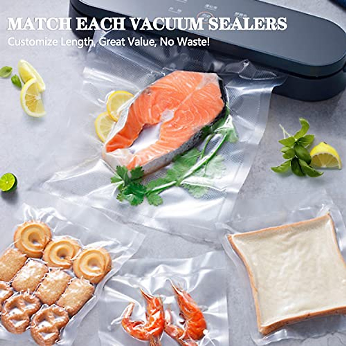 Vacuum Sealer Bags, 7 Rolls Food Storage Bags Rolls with 1 Marker & 80 Labels, BPA Free Commercial Grade Food Seal Bag for Microwave, Sous Vide, Freezer Food Storage - 6 Inch | 8 Inch | 10 Inch | 11 Inch Width (10 Feet Length)