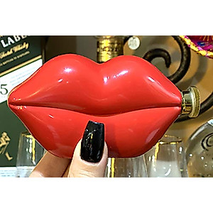 Red Lips Flask - Pucker Kiss Stainless Steel 5 oz. Pocket Flask For Drinks and Alcohol - Travel Picnic Bar Party - Fun Cute & Romantic