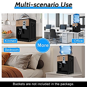 Water Cooler Dispenser, All Seasons Countertop 75W - 550W Cold and Hot Water Dispenser with 304 Stainless Steel Liner for Home Kitchen Offices Dorm (Black and Brown)