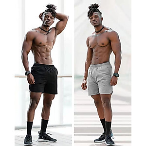 CANGHPGIN Men's Workout Athletic Running Shorts 7 inch Lightweight 2 Pack Basketball Sports Gym Shorts with Pockets