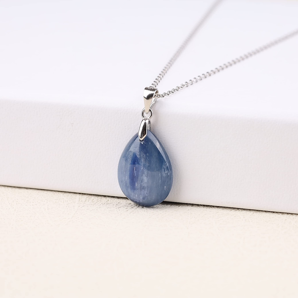 GAVU Crystal Teardrop Pendant Kyanite Blue Stone Necklace