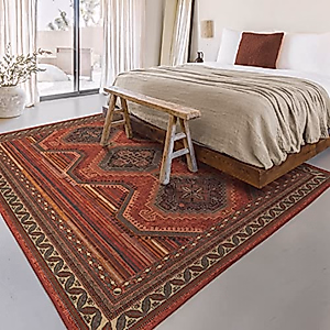 RUGGABLE x Star Wars Washable Rug - Perfect Boho Area Rug for Living Room Bedroom Kitchen - Child Friendly - Stain & Water Resistant - The Mandalorian: Mandalore Scarlet Red 8'x10' (Standard Pad)