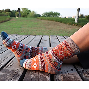 YZKKE 5Pairs Men Wool Socks Thick Thermal Hiking Winter Warm Boot Heavy Soft Cozy Socks for Cold Weather (Mul-1)