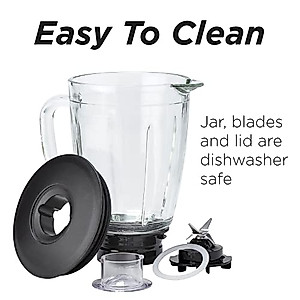 Betty Crocker Countertop Blending System 2 Speeds & Pulse, Easy Ice Crushing for Shakes & Smoothies, Dishwasher-Safe 48-Oz Pitcher, Black