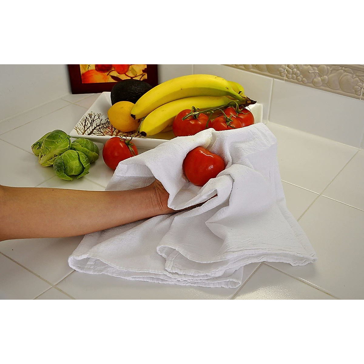 [18 Pack] Flour Sack Kitchen Dish Towels - Lint Free Soft 100% Ring Spun Cotton - Large 28x28 - White