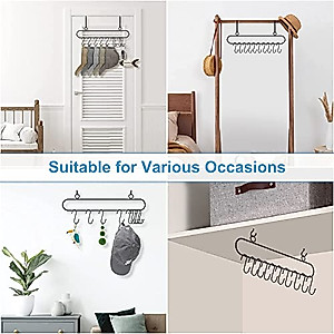 Mukkum Hat Rack for Wall Baseball Cap Organizer Hanger with 20 Hooks Modern Metal Hat Holder Wall-Mounted Caps Display for Closet Door Bedroom Entryway Laundry, Set of 2, Black