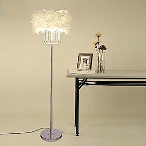 Hsyile Lighting KU300180 Modern and Simple Crystal Floor Lamp Home Lighting for Living Room Bedroom, Lampshade White,3 Lights