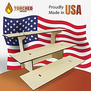 3-Tier Straight Wooden Retail Table Display Stand with Shelves for Products - Portable | 3 Step Straight Display Rack for Retail Table Top, Counter Top, Craft Shows, Farmers Market, Tradeshows 9.5" L