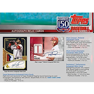 Topps 2019 Baseball Series 1 Trading Cards Relic Value Box (Retail Edition)