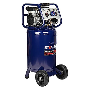 Stealth 20 Gallon Ultra Quiet Air Compressor,1.8 HP Oil-Free Peak 150 PSI 68 Decibel Air Compressor,5.5 CFM @ 40 PSI 5 CFM @ 90 PSI Silent Portable Long Life Electric Air Compressor W/Wheel for Garage