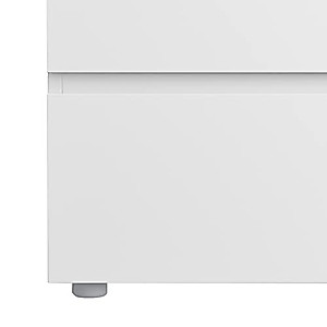 AIEGLE White Nightstand with 2 Drawers, Small Wood Storage Bed Side Table End Table Set of 2, Handle Free Storage for Bedroom Living Room Office (15.7" W x 11.6" D x 18.9" H)