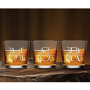 Custom Rocks Old Fashioned Cocktail Glasses Add Your Name Initial Birthday Anniversary Etched Whiskey Glass 9oz