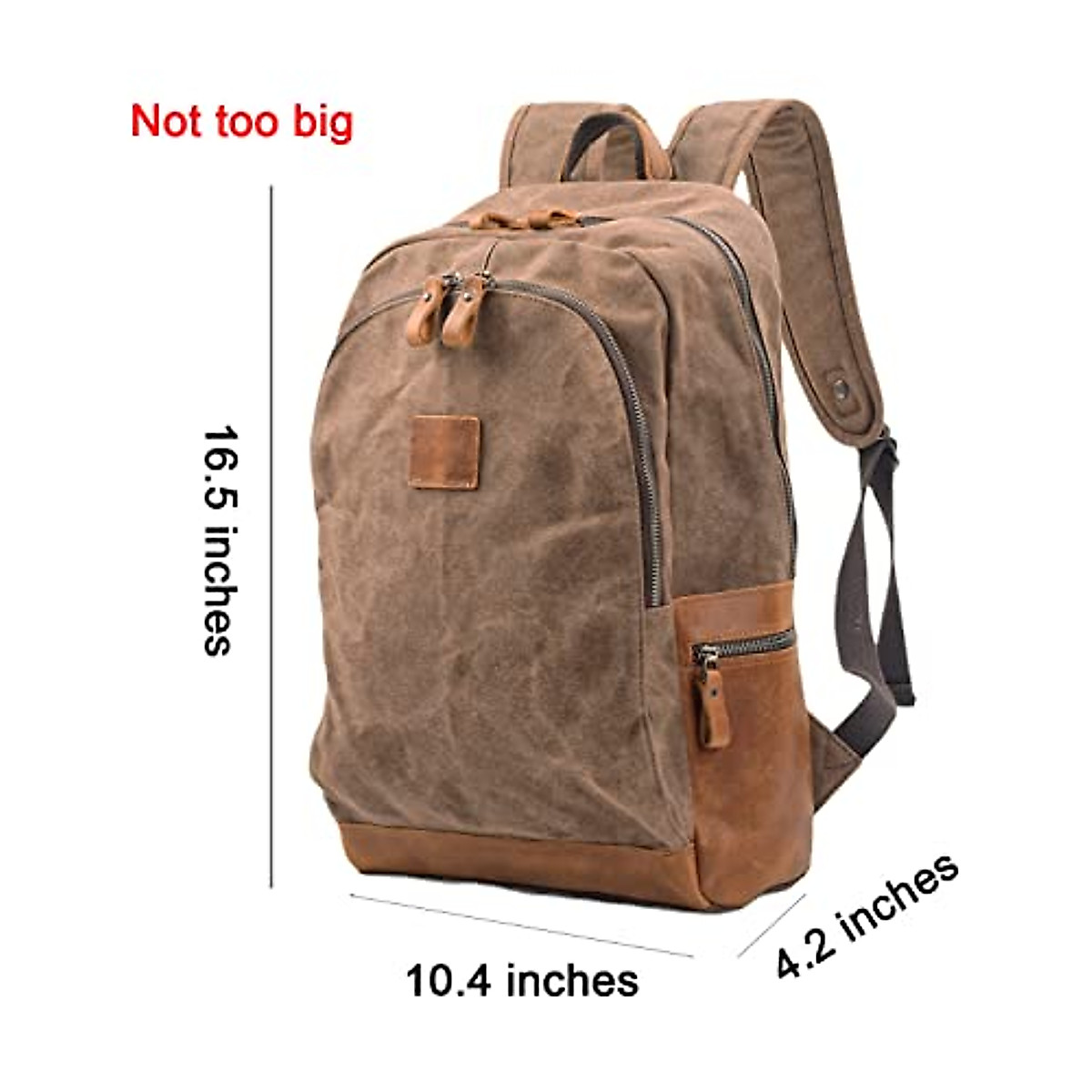 WUDON Canvas Leather Backpack for Women - Casual Style Shoulder Rucksack for Daypack Vintage Backpacks